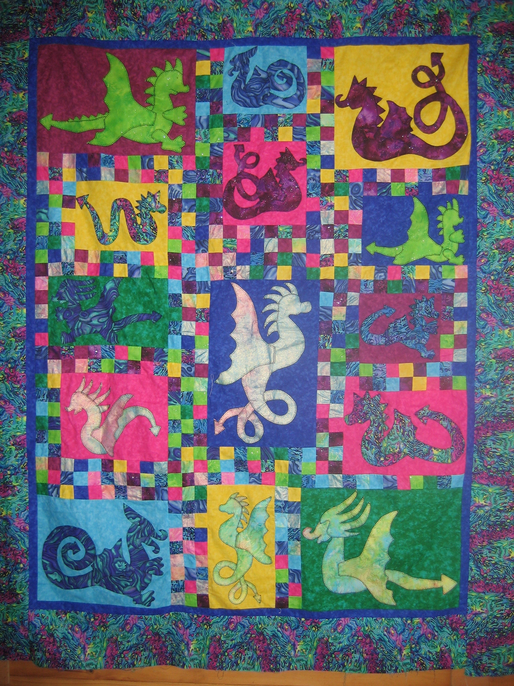 Epattern - Quilt Pattern - Dragons Alive - Fantastic Scrappy Applique ...