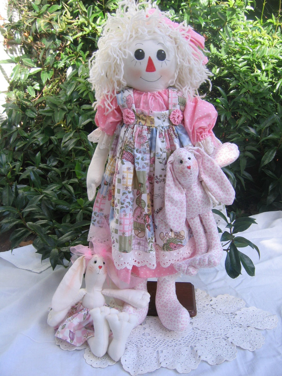 E - Pattern - Cloth Doll Pattern - Bella and Her Bunny -a Classic Rag ...