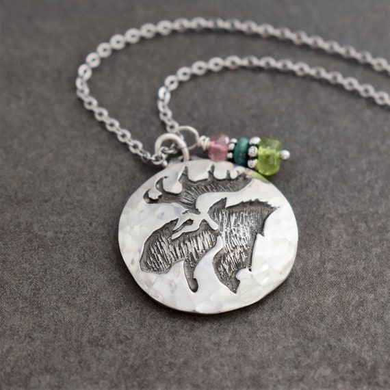 Moose Necklace Outdoors jewelry Nature Gift Peridot August | Etsy