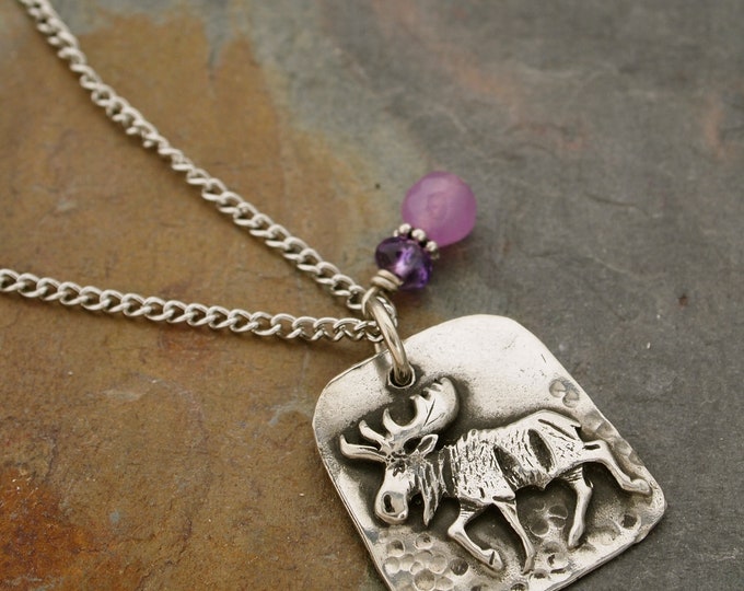 Gemstone and Moose Pendant - Etsy