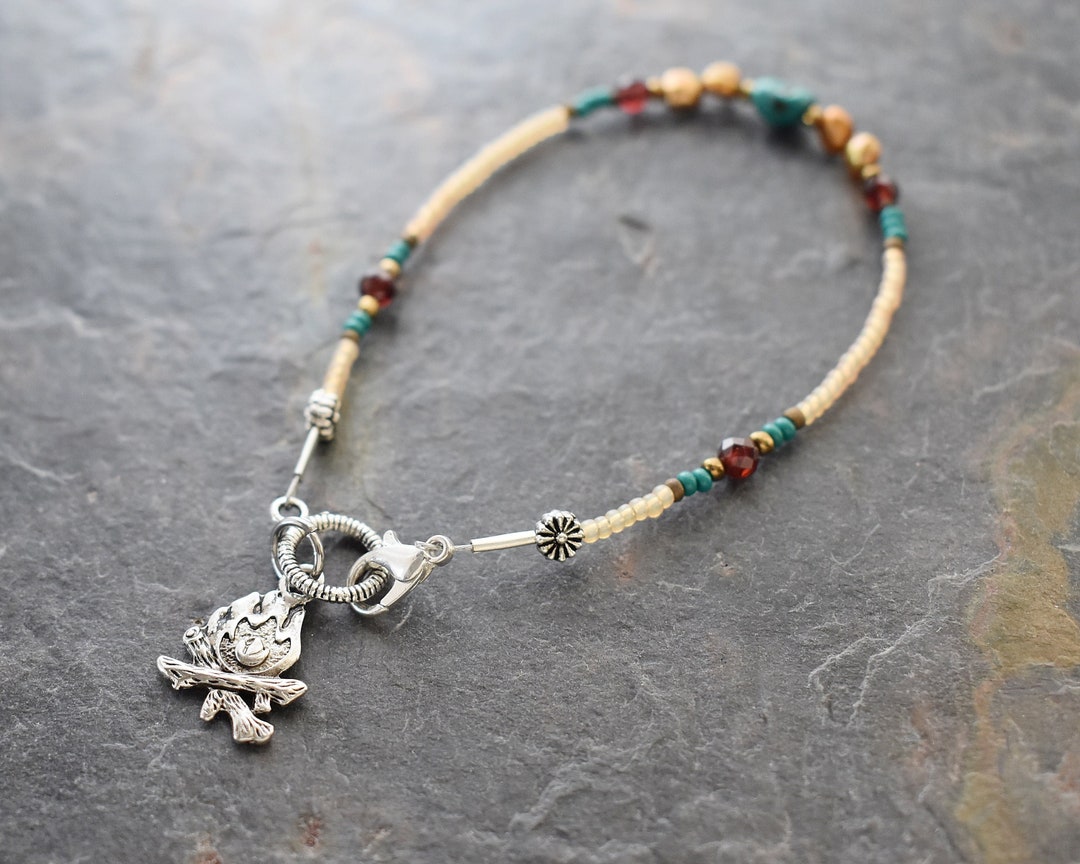 Summer Camp Fire Bracelet, Seed Bead Bracelet, Gemstone Bracelet - Etsy