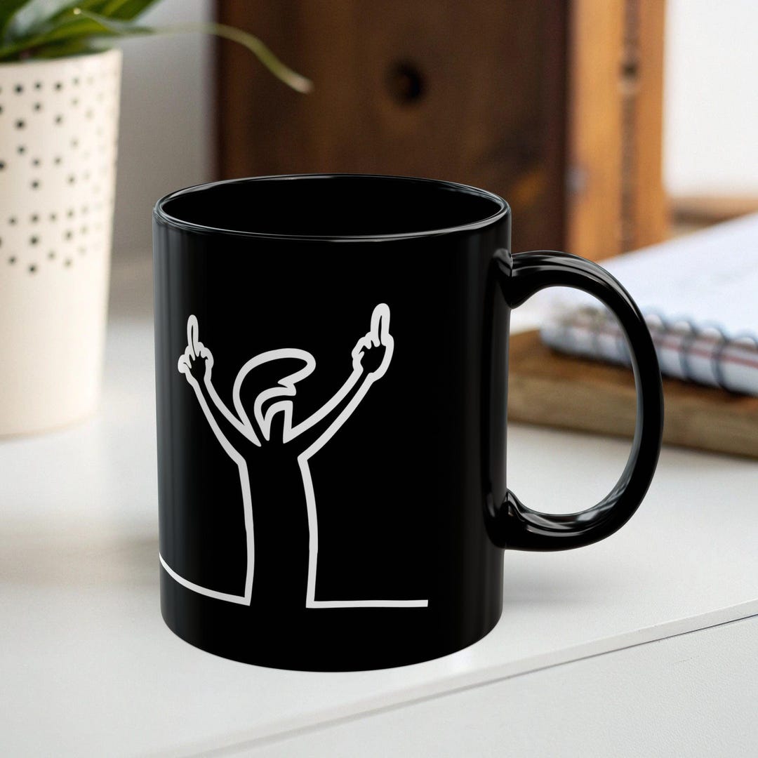 La Linea Black Mug, Retro Coffee Lovers Gift, 70's Kids TV Show ...