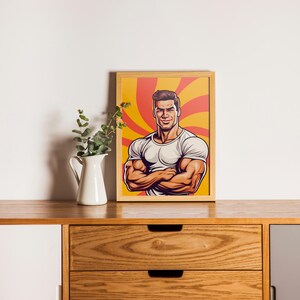 Retro Bodybuilder Gym Art Print: 50s Style Motivation (digital Download ...