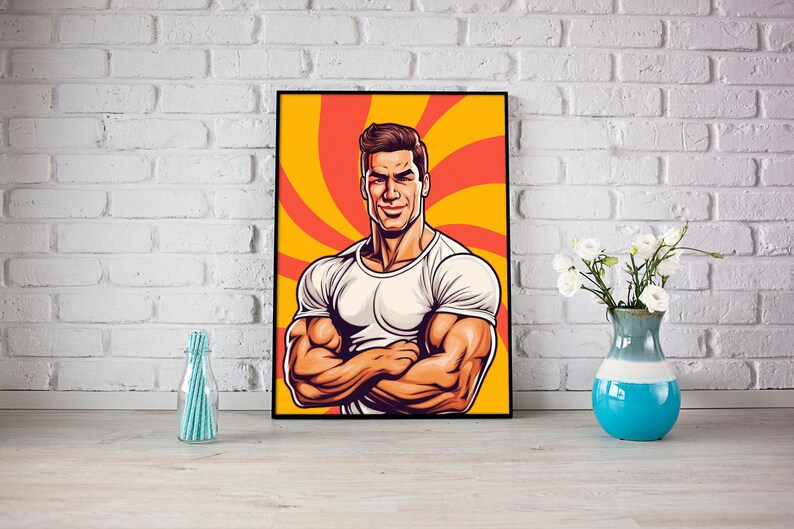 Retro Bodybuilder Gym Art Print: 50s Style Motivation (digital Download ...