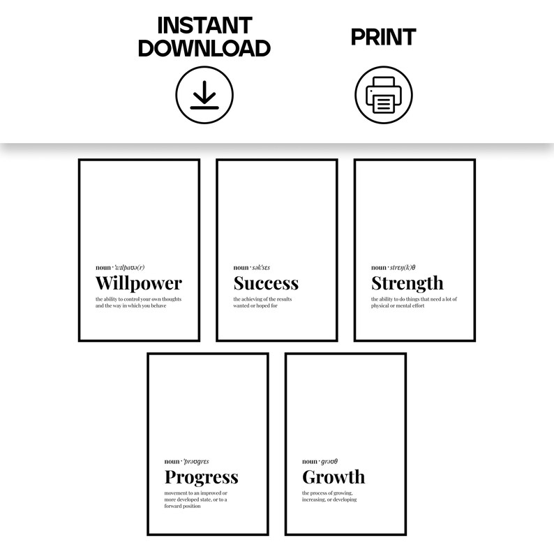 Motivational Definition Posters: Strength, Consistency, Discipline ...