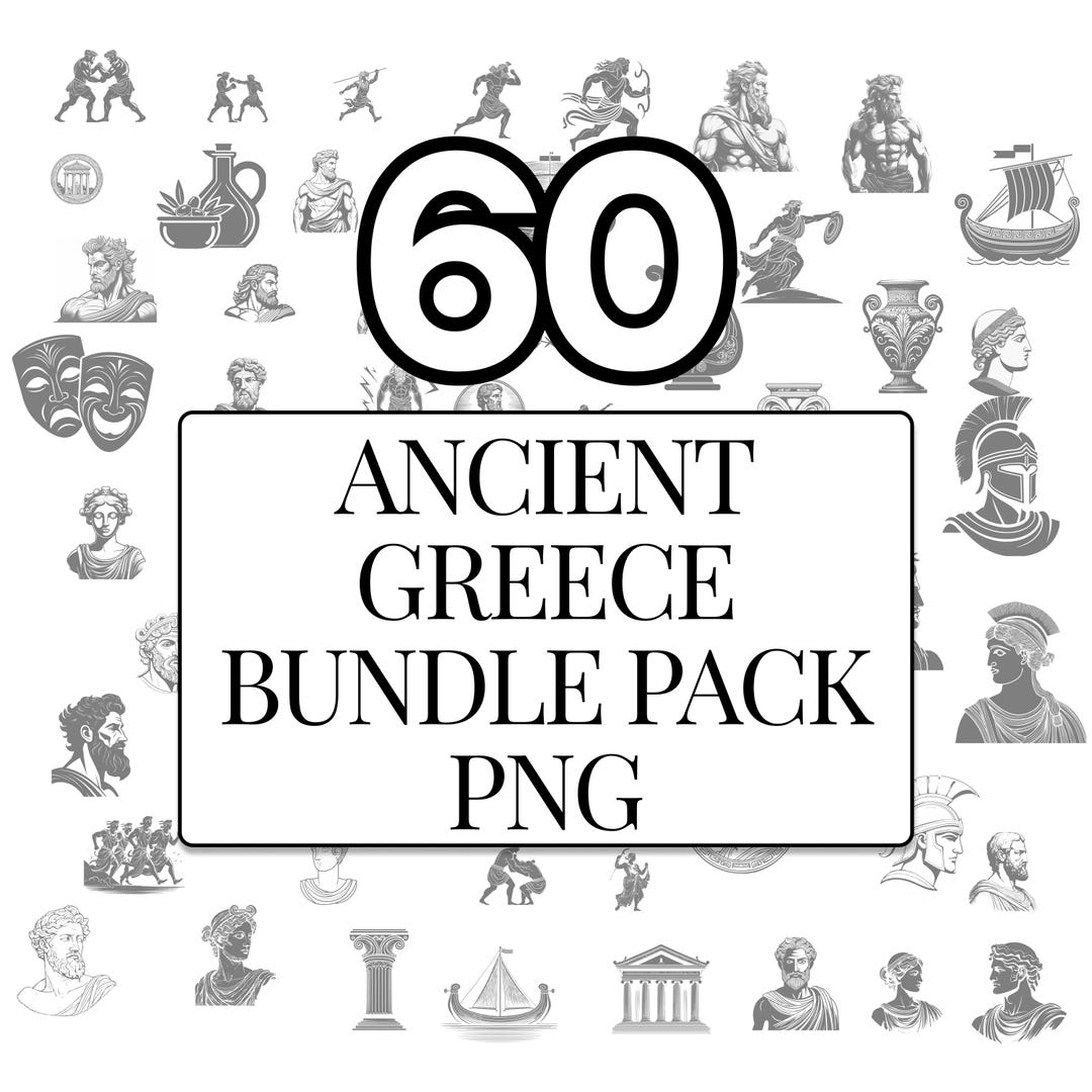 Ancient Greece Icon Set, Greek Gods & Olympics (PNG, Digital Download ...