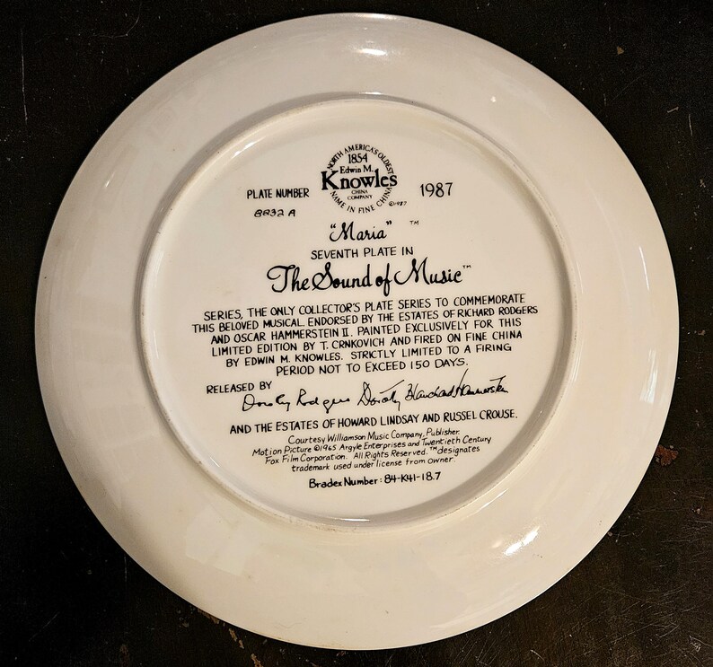Collector Plate the Sound of Music maria 1987 - Etsy