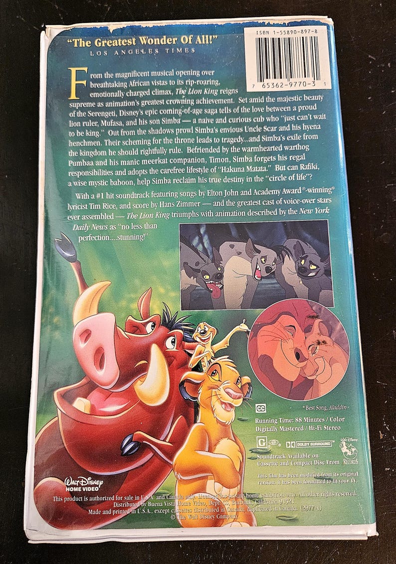 Disney Lion King VHS Masterpiece Collection - Etsy