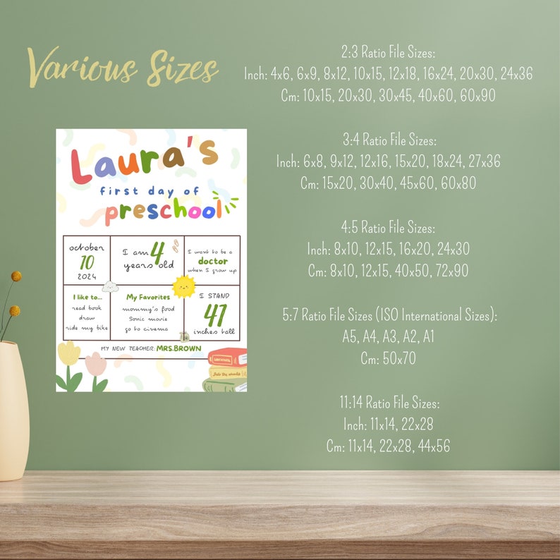 Personalised First Day of School Poster, Back to School Sign Print ...
