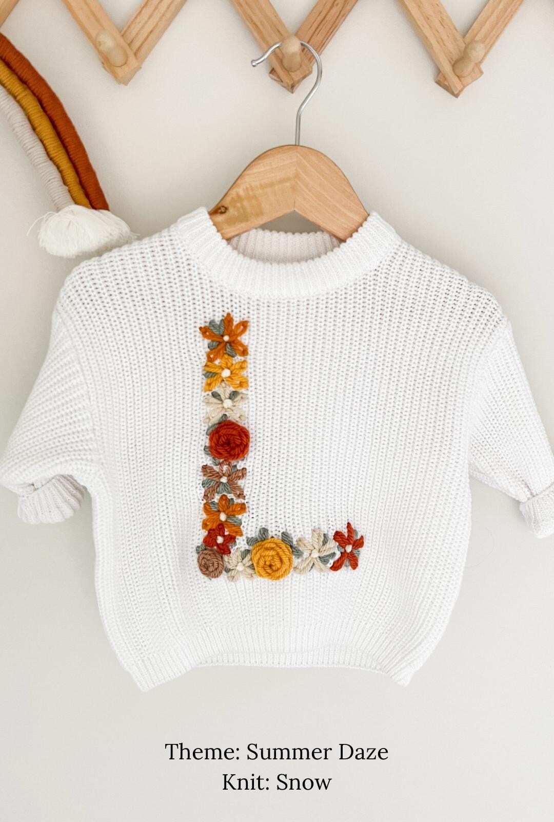 Floral Letter Jumper| Knit / Embroidered Sweater/ Birthday Gift, Baby ...