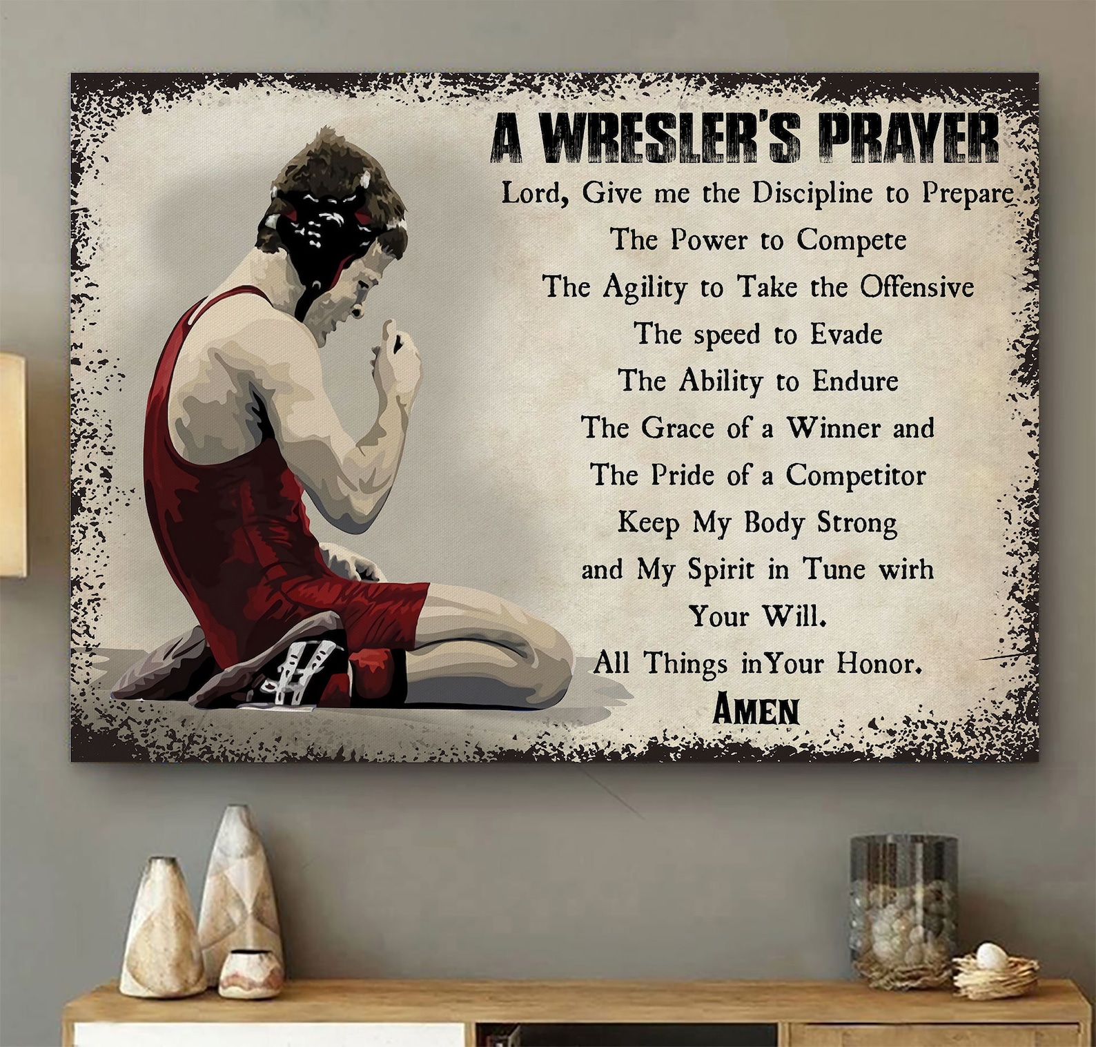 A Wrestlers Prayer Horizontal Poster or Canvas Wrestling - Etsy