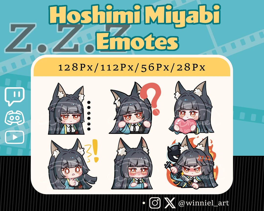 Zenless Zone Zero Miyabi Emotes / Hoshimi Miyabi / 6 Emotes for Twitch ...