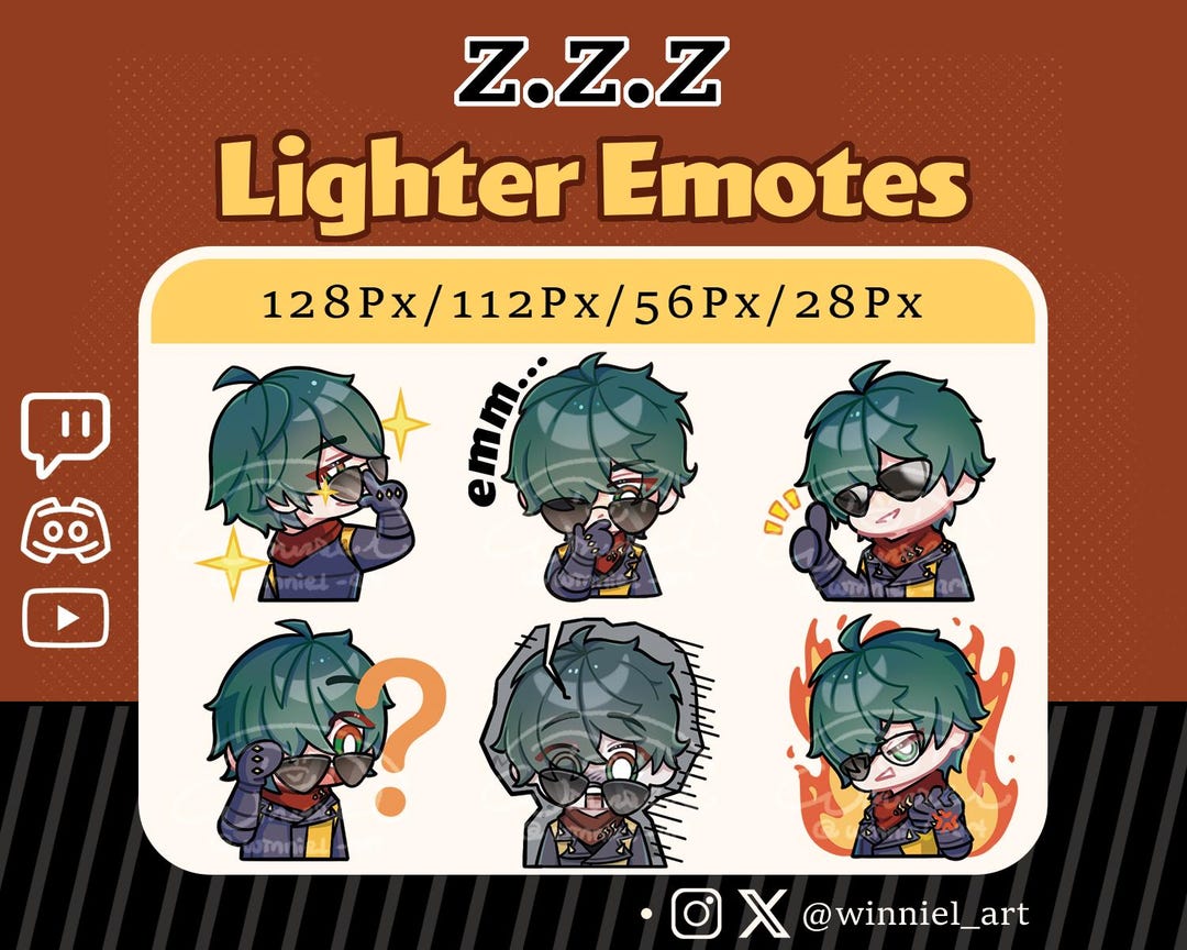 Zenless Zone Zero Lighter/ 6 Emotes for Twitch, Discord, Youtube Stream ...
