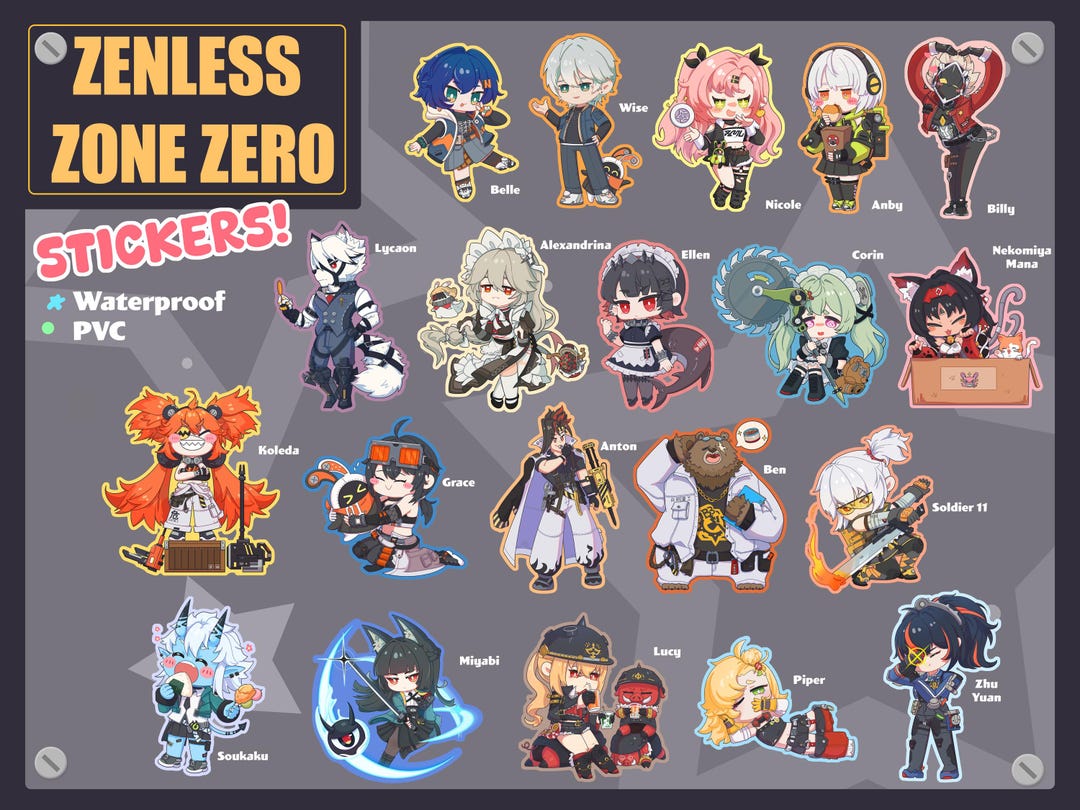 Zenless Zone Zero Character Stickers: ZZZ Sticker, Vinyl Sticker for ...