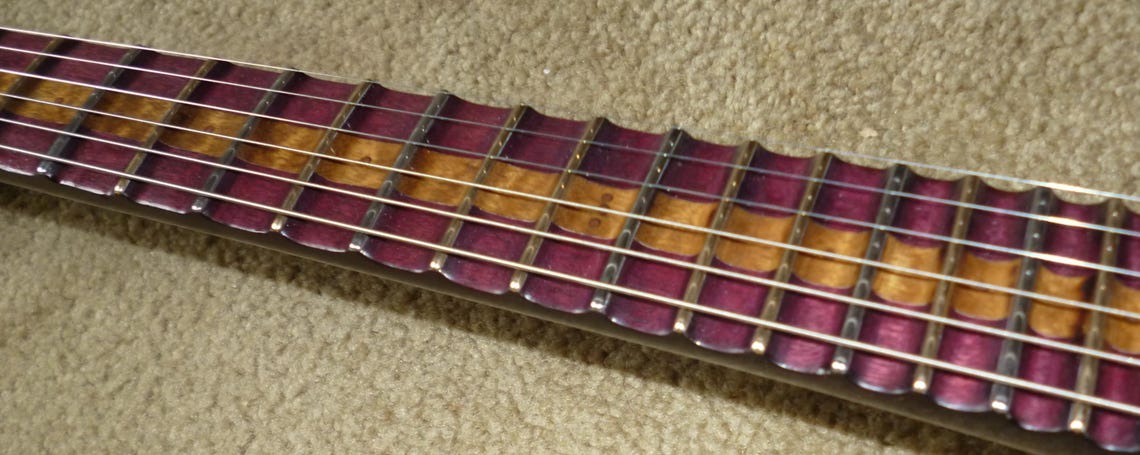 Custom Shop ,set Neck Version, Solid Purpleheart V King Scalloped 6 ,7 ...