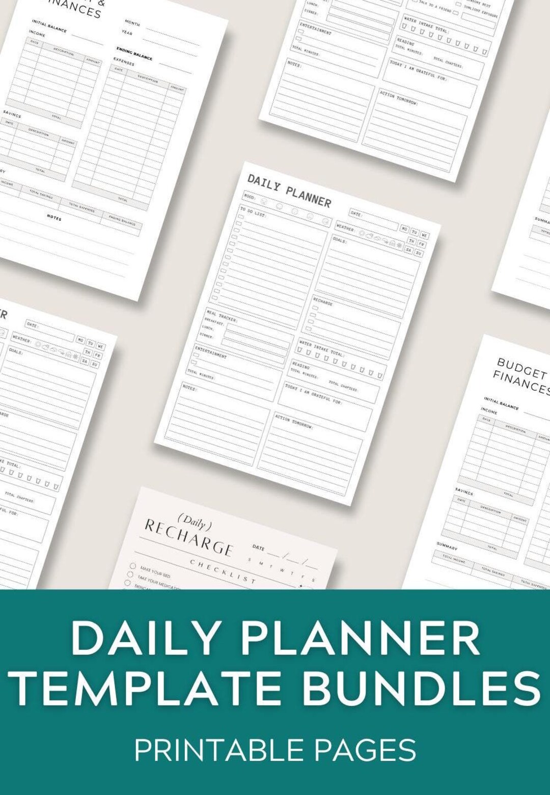 Printable Daily Planner Bundle | Digital Download PDF | Productivity ...