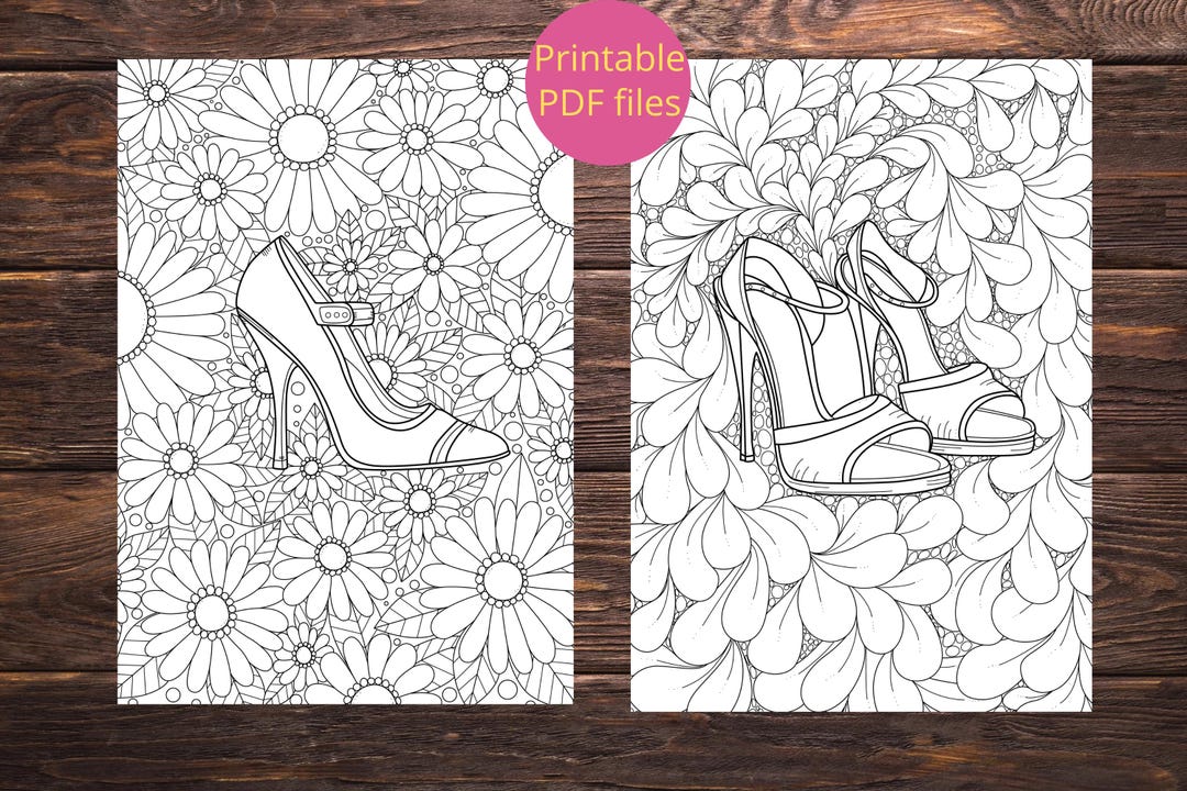 Heel Yeah! 10 Floral Stiletto Coloring Pages for Shoe Lovers - Etsy