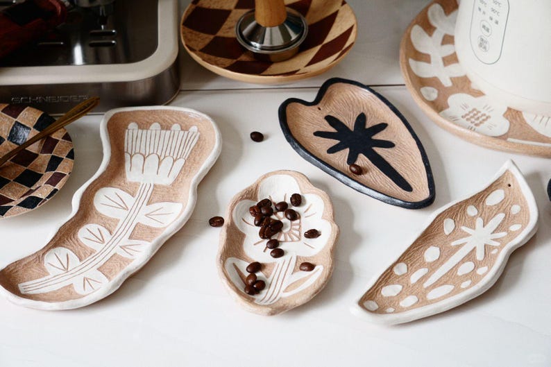 Handcarved Ceramic Plate, Jewelry Display, Incense Tray, Original ...