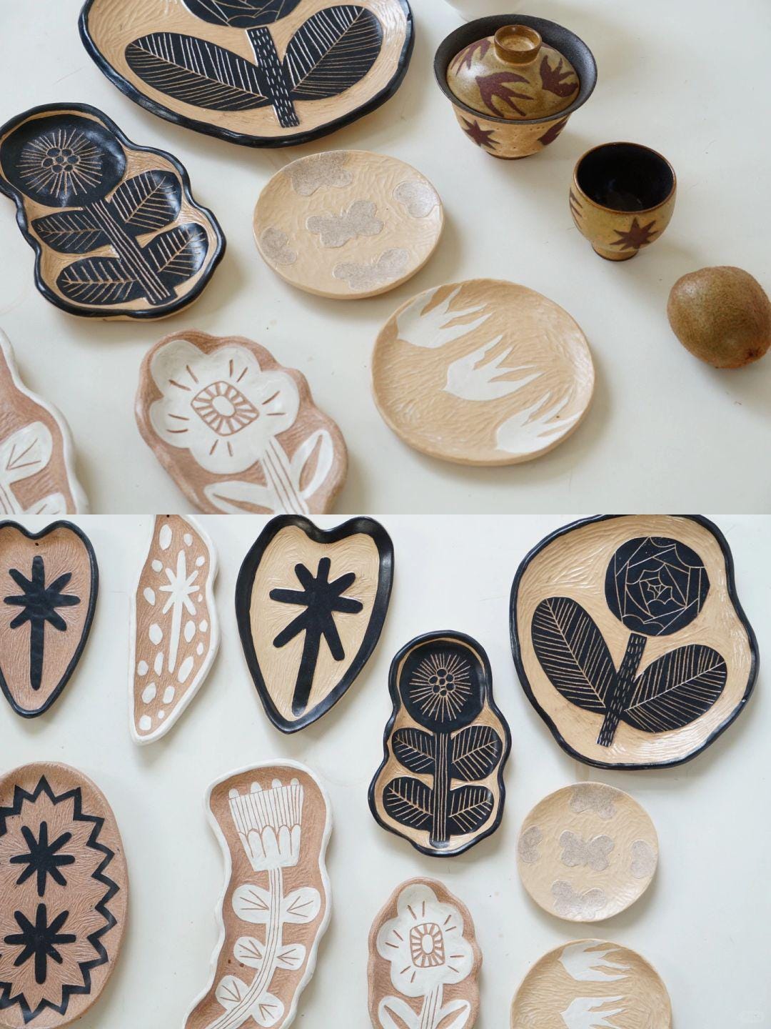 Handcarved Ceramic Plate, Jewelry Display, Incense Tray, Original ...