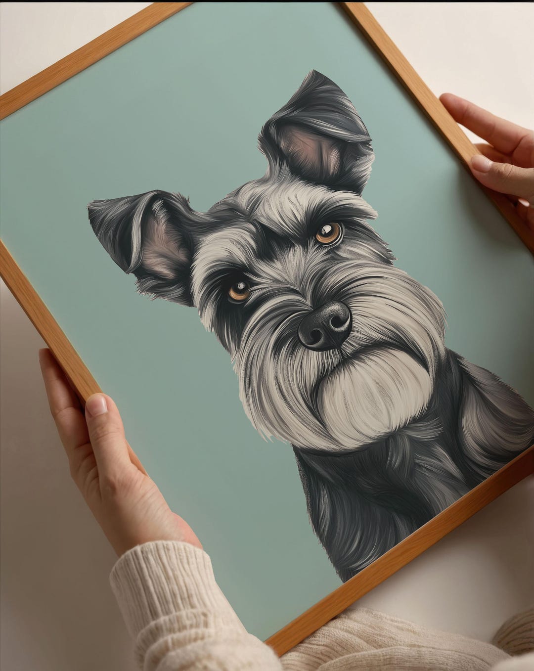 Custom Miniature Schnauzer Art Print, Personalised Dog Wall Art With ...