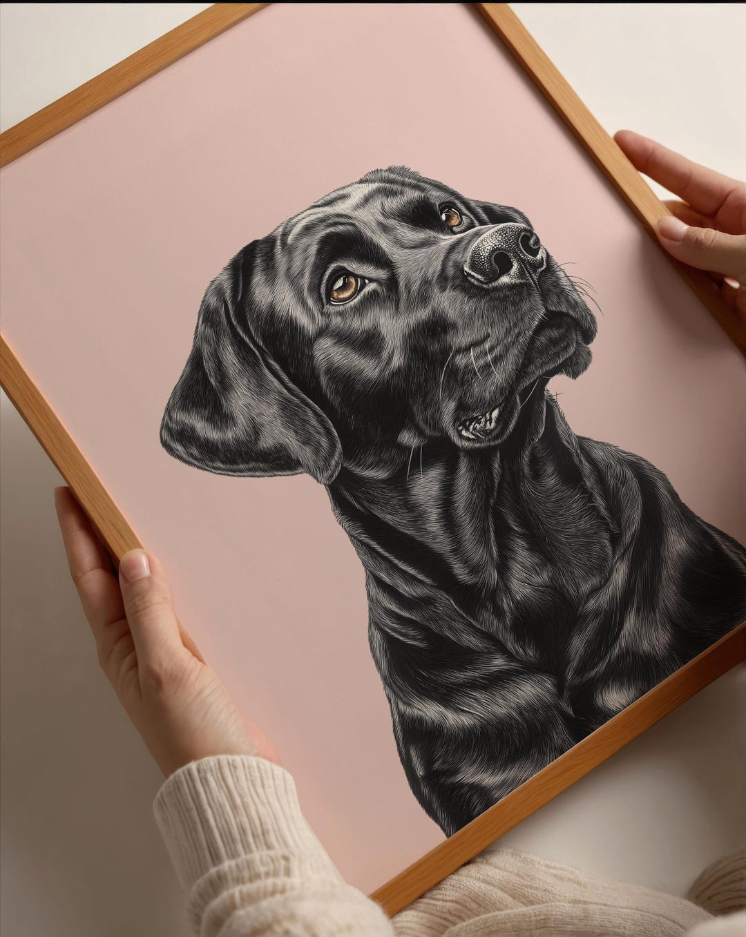 Custom Black Labrador Retriever Art Print, Personalised Dog Wall Art ...