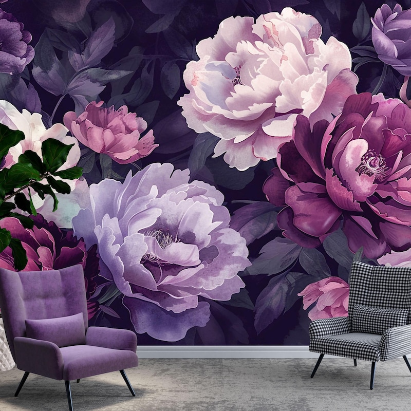 Big Floral Wallpaper - Etsy