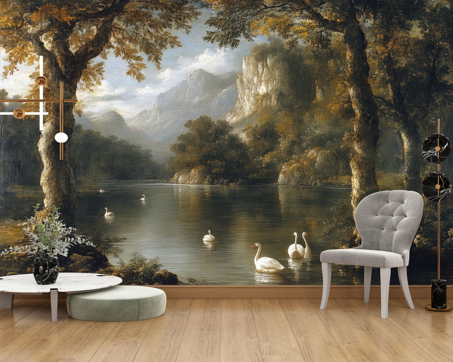 Vintage Landscape Wallpaper Peel and Stick,rural Scene Mural With Trees ...