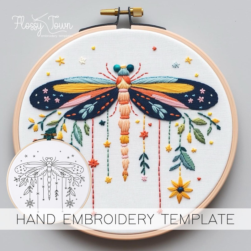 Dragonfly Embroidery - Etsy