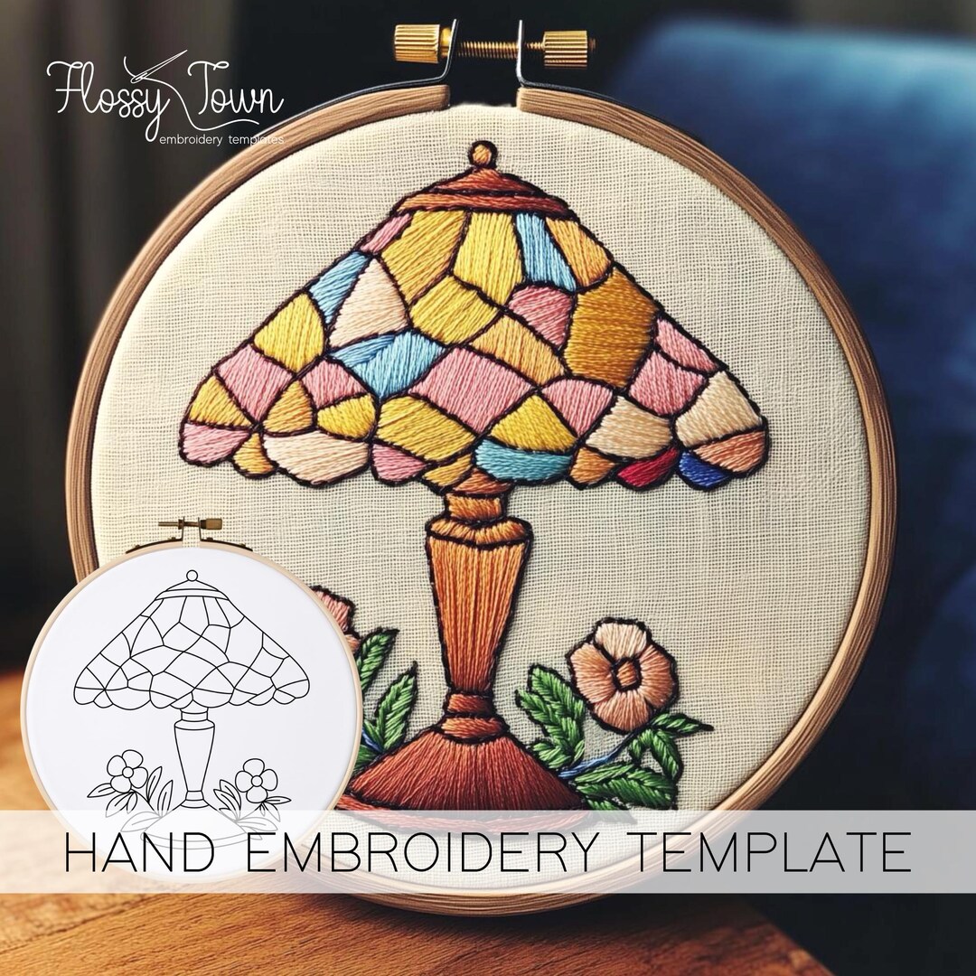 Stained Glass Lamp Embroidery Pattern Template: Eclectic Design (NO ...