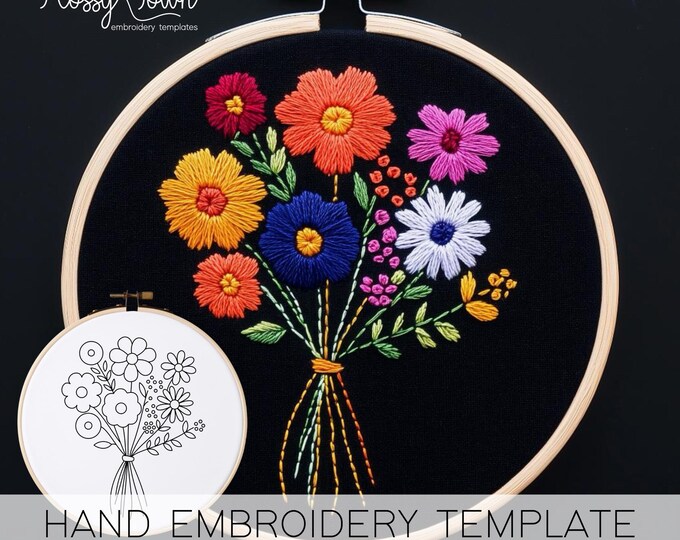 Simple Flowers Embroidery Pattern BUNDLE, Easy Floral Hand Embroidery ...