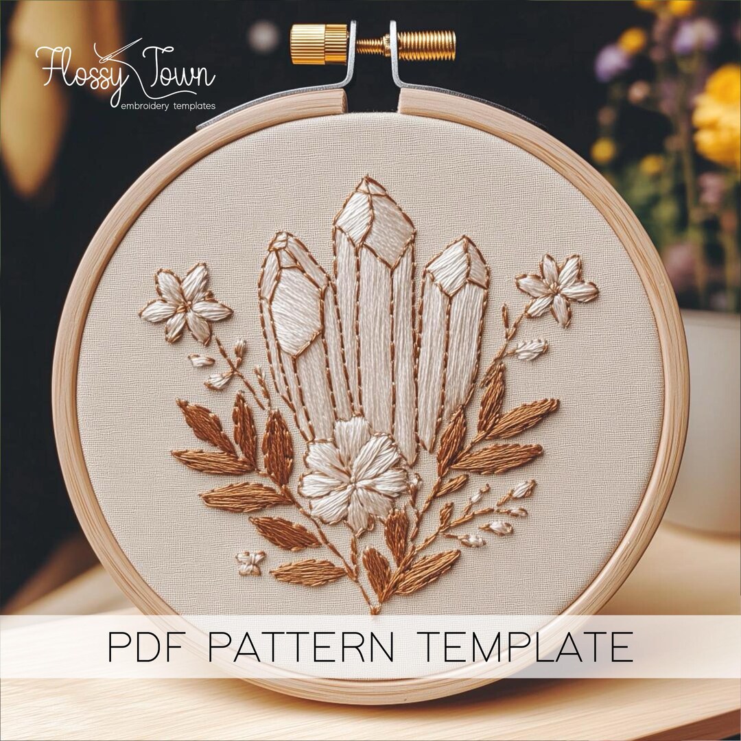 Crystal Cluster Hand Embroidery Pattern Template, Nature Embroidery ...