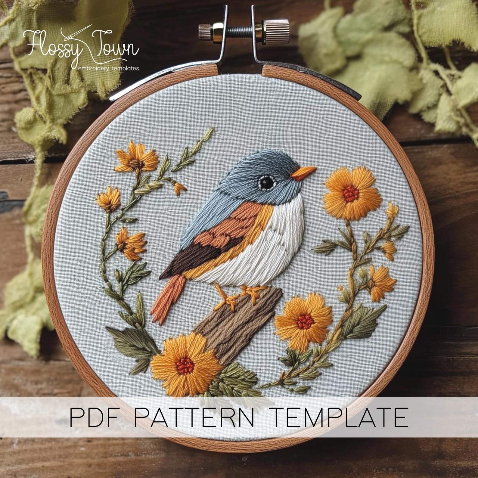 Little Bird Embroidery Pattern Template, Cute Hand Embroidery Design ...