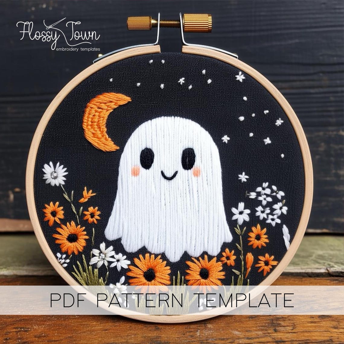 Little Ghost Embroidery Pattern, Ghosts Fall Embroidery Pattern, Spooky ...