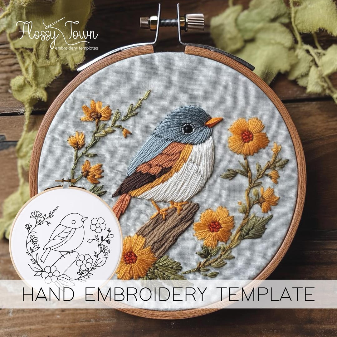 Little Bird Embroidery Template (NO STITCH GUIDE), Cute Hand Embroidery ...