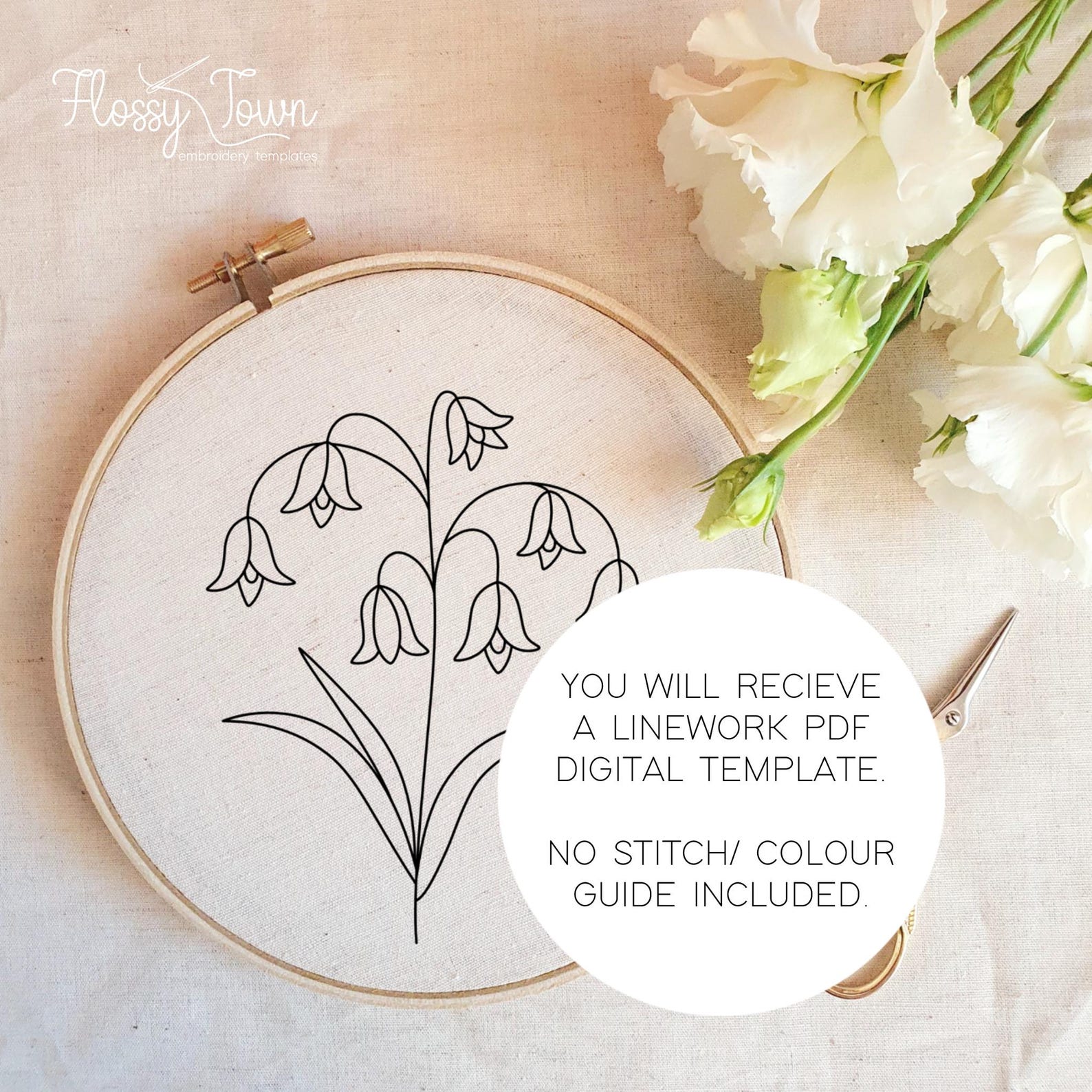 Bluebells Hand Embroidery Template (NO STITCH GUIDE), Simple Flowers ...