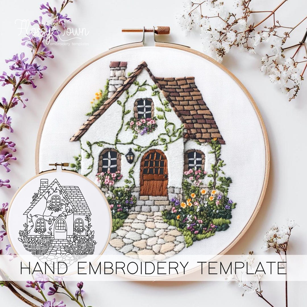 Cottage Hand Embroidery Template(no STITCH GUIDE), Cottagecore ...