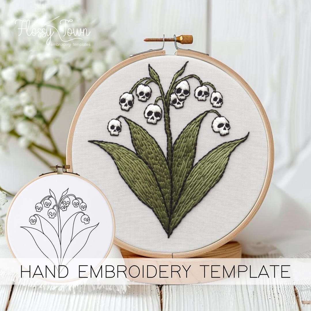 Skull Plant Hand Embroidery Template(no STITCH GUIDE), Spooky Plant ...