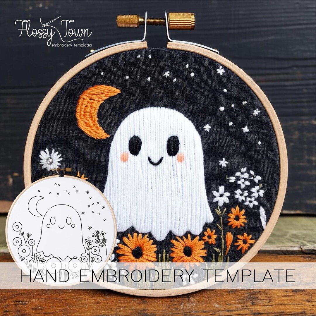 Little Ghost Embroidery Template (NO STITCH GUIDE), Ghosts Fall ...