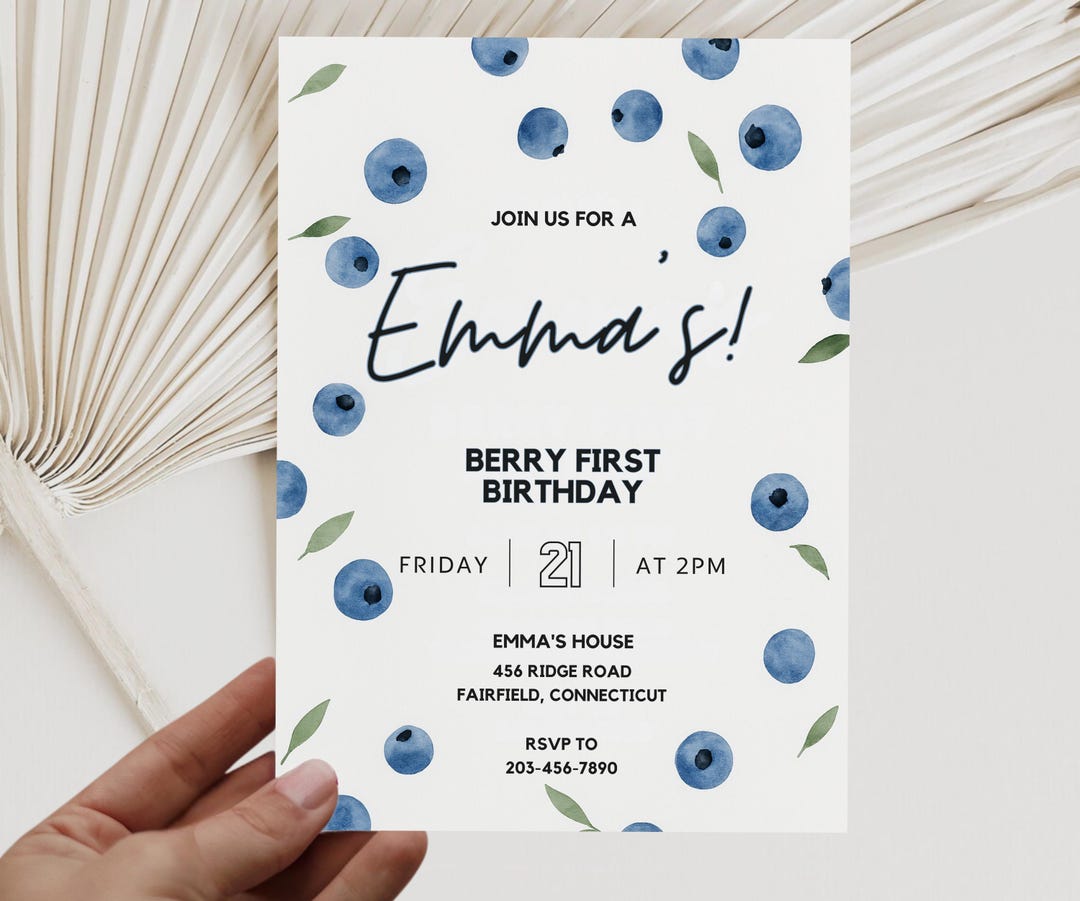 Blueberry Birthday Invitation, Berry Sweet Boy Birthday Party ...