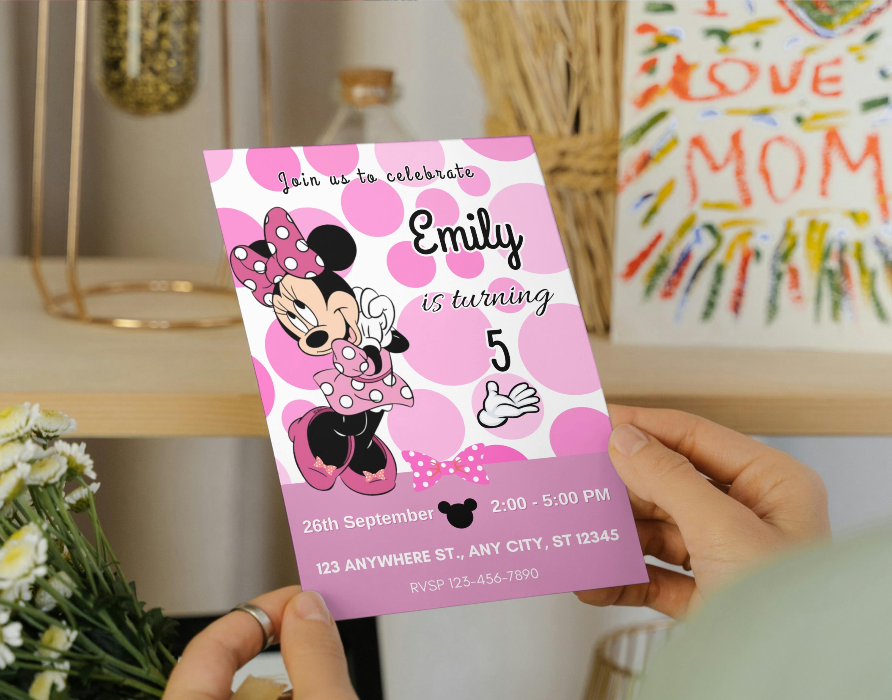 Minnie Mouse Birthday Invitation, Editable Minnie Mouse Birthday ...