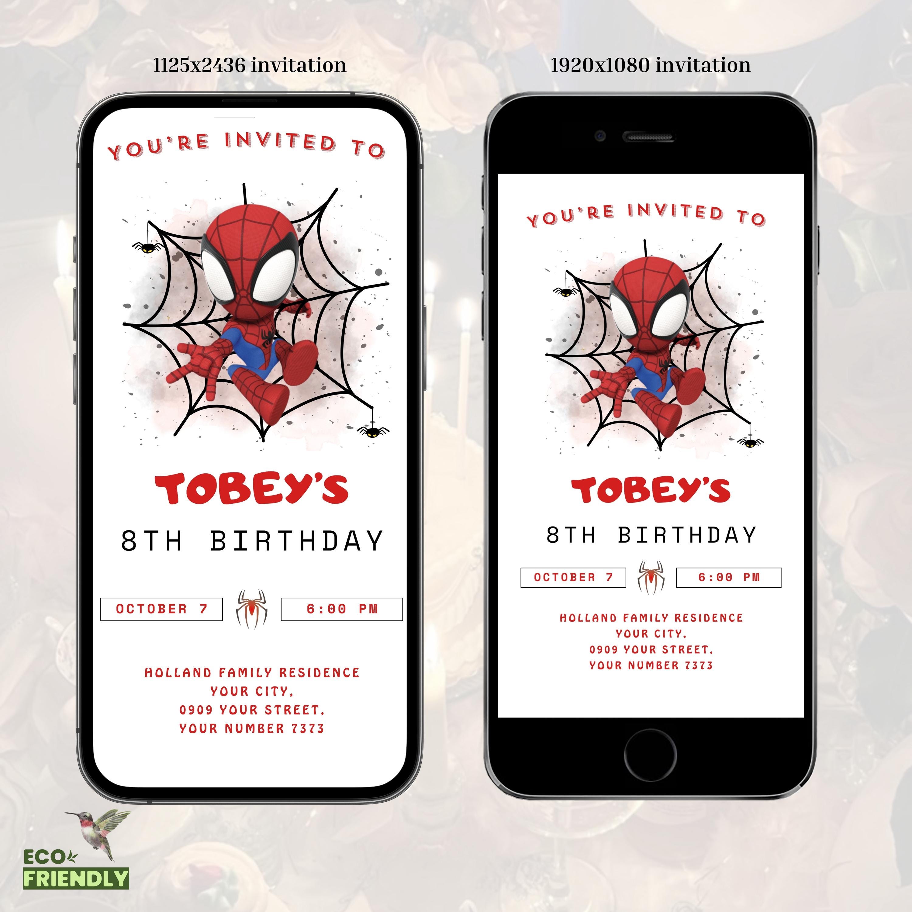 Spider Man Invitation Template, Digital Kids Spidey Birthday Party ...