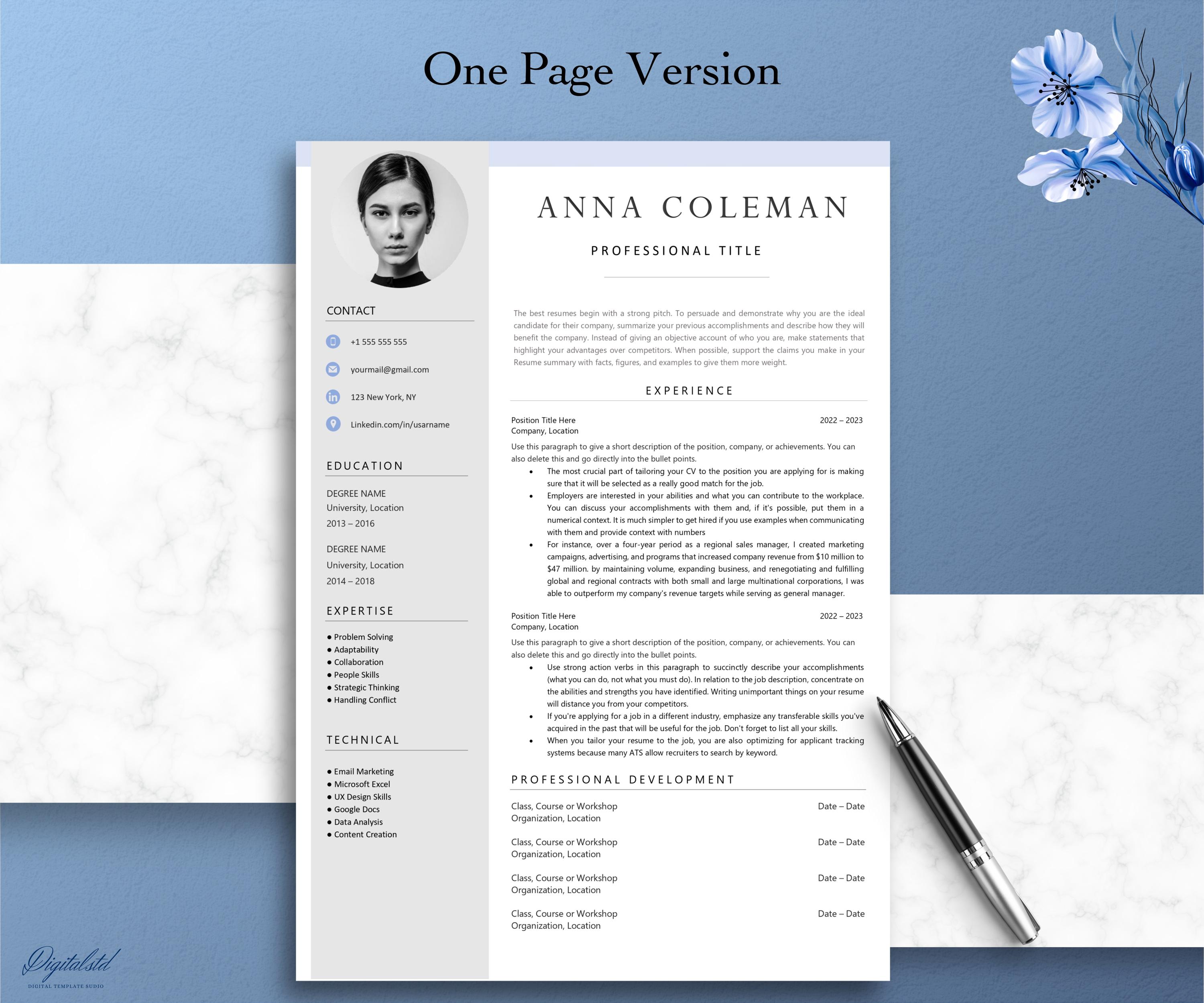 Editable Modern CV TEMPLATE for Microsoft Word and Pages, Professional ...