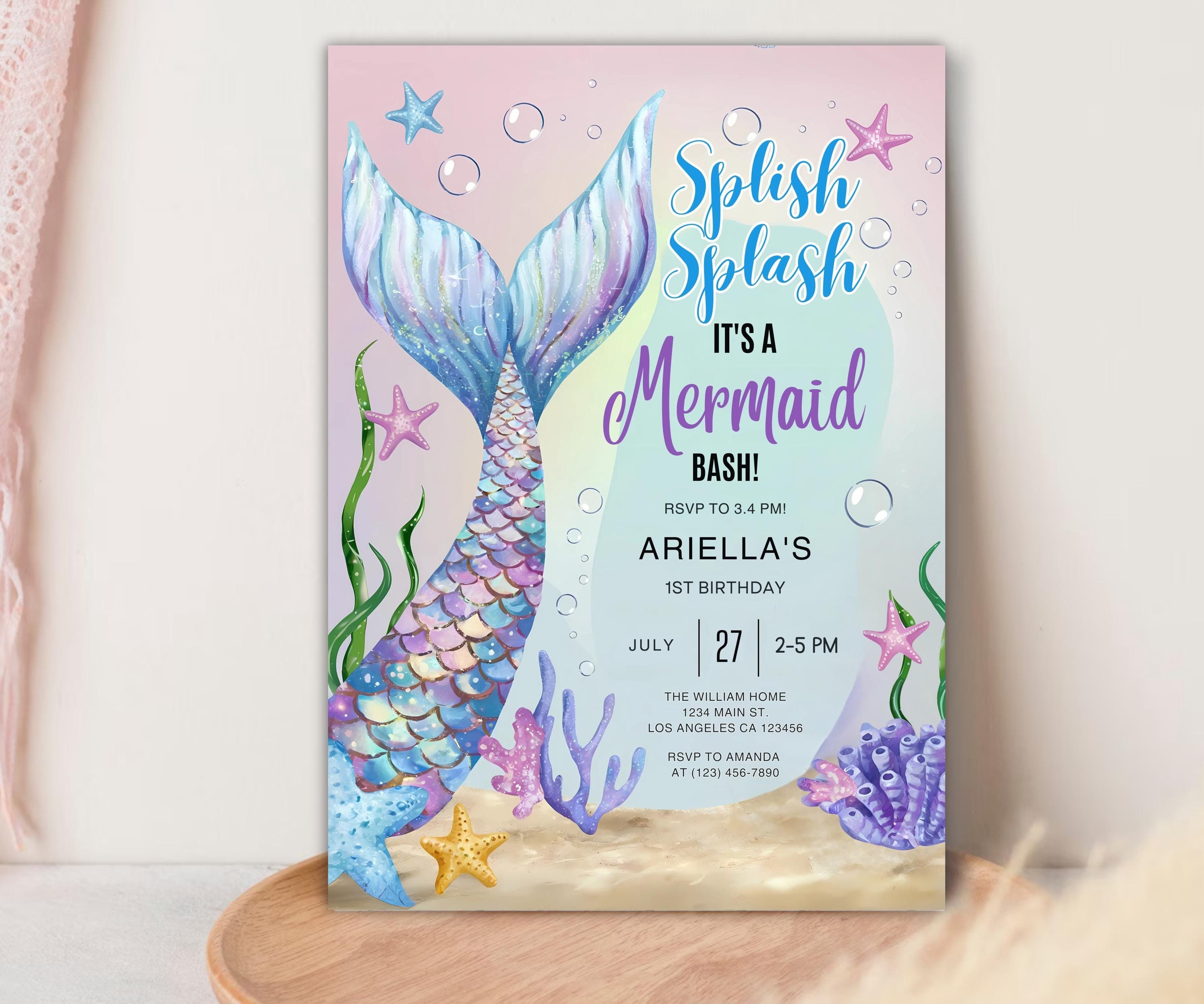 Vintage Mermaid Invitations Etsy Mermaids Invitations Etsy