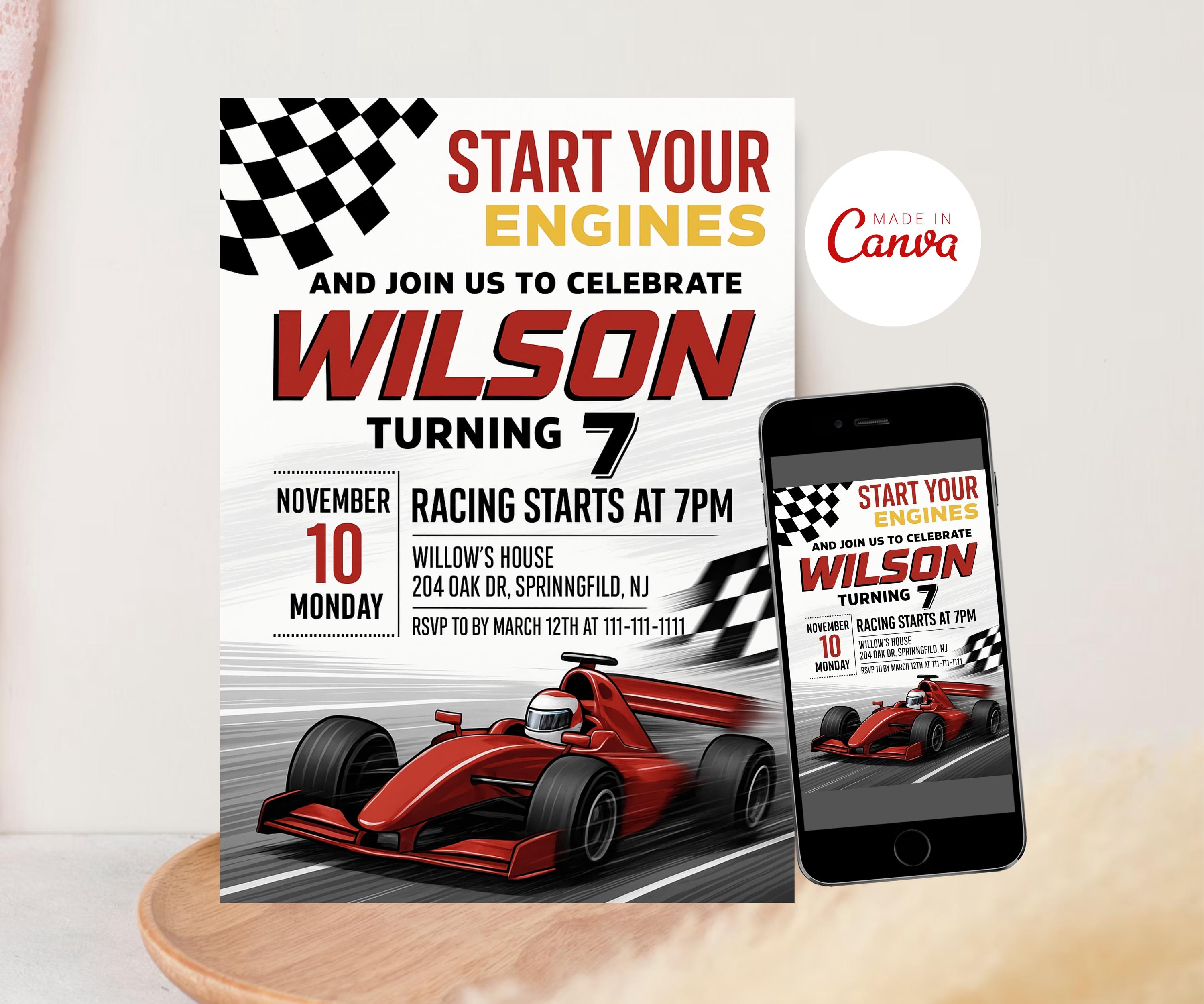 Editable Race Car Birthday Invitation Sport Race Car Invite, Boys ...