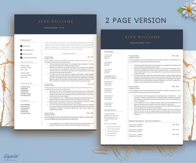 Best Professional Resume Template for Microsoft Word & Apple Pages | 1 ...