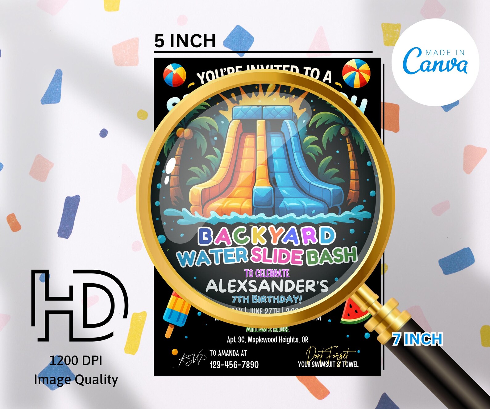 Editable Waterslide Birthday Invitation, Boy Splash Party Invite ...