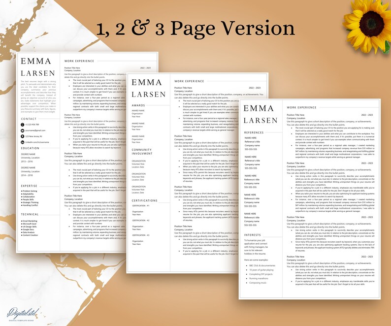 Clean Resume Template for Word & Pages, Minimalist Executive Resume ...