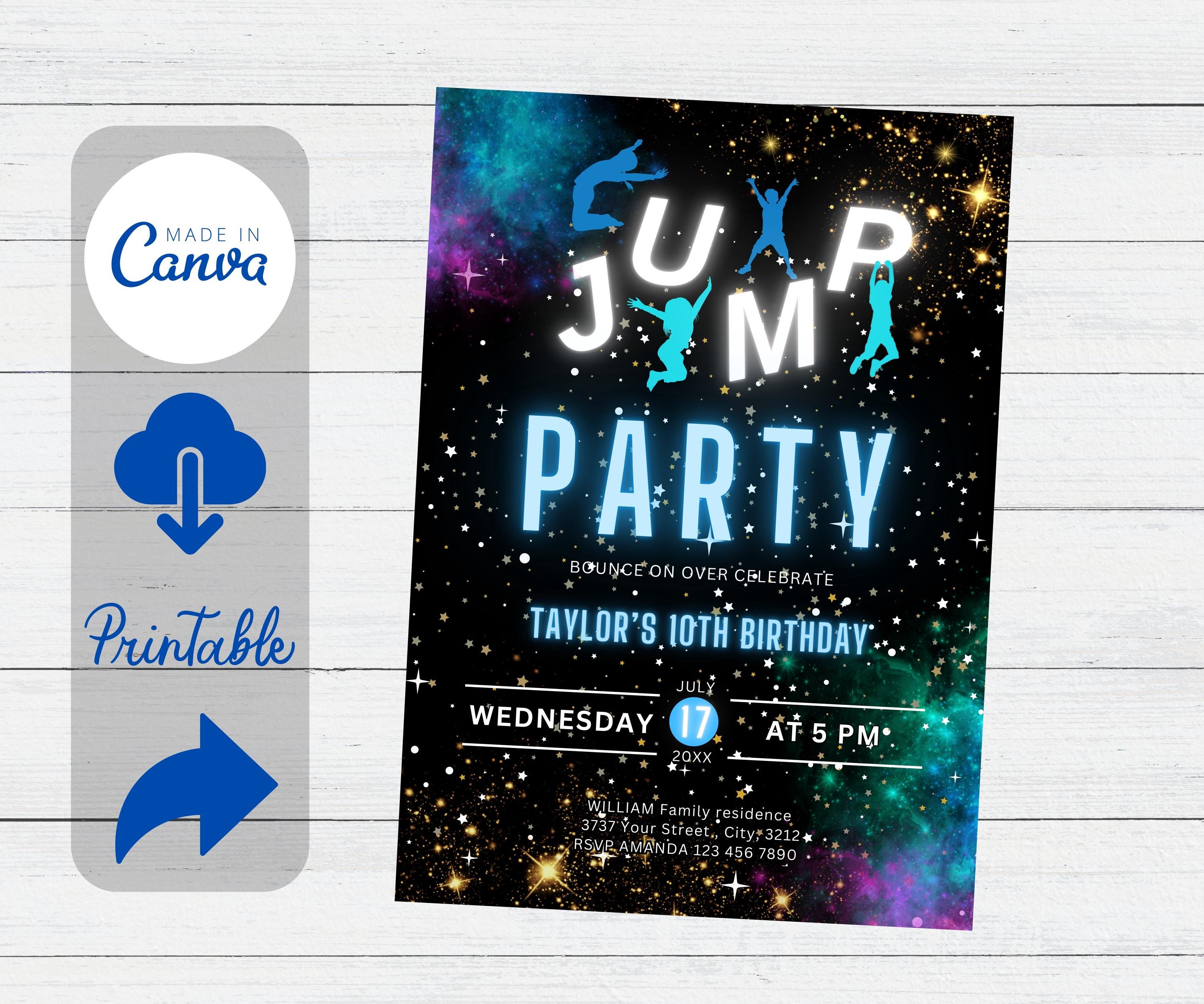 Editable Jump Birthday Invitation, Jump Invite, Trampoline Party ...