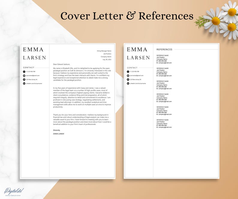 Clean Resume Template for Word & Pages, Minimalist Executive Resume ...