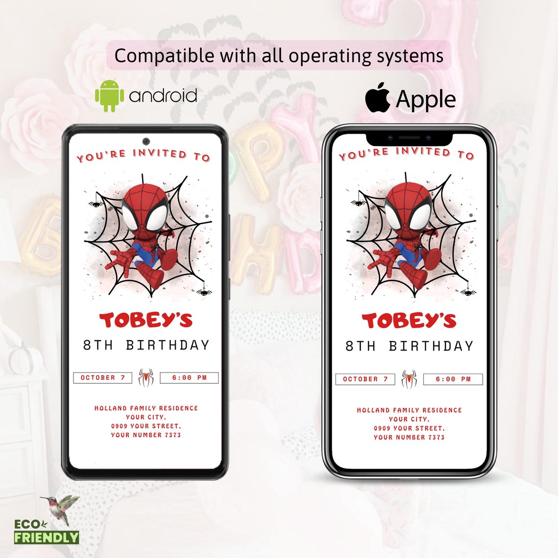 Spider Man Invitation Template, Digital Kids Spidey Birthday Party ...